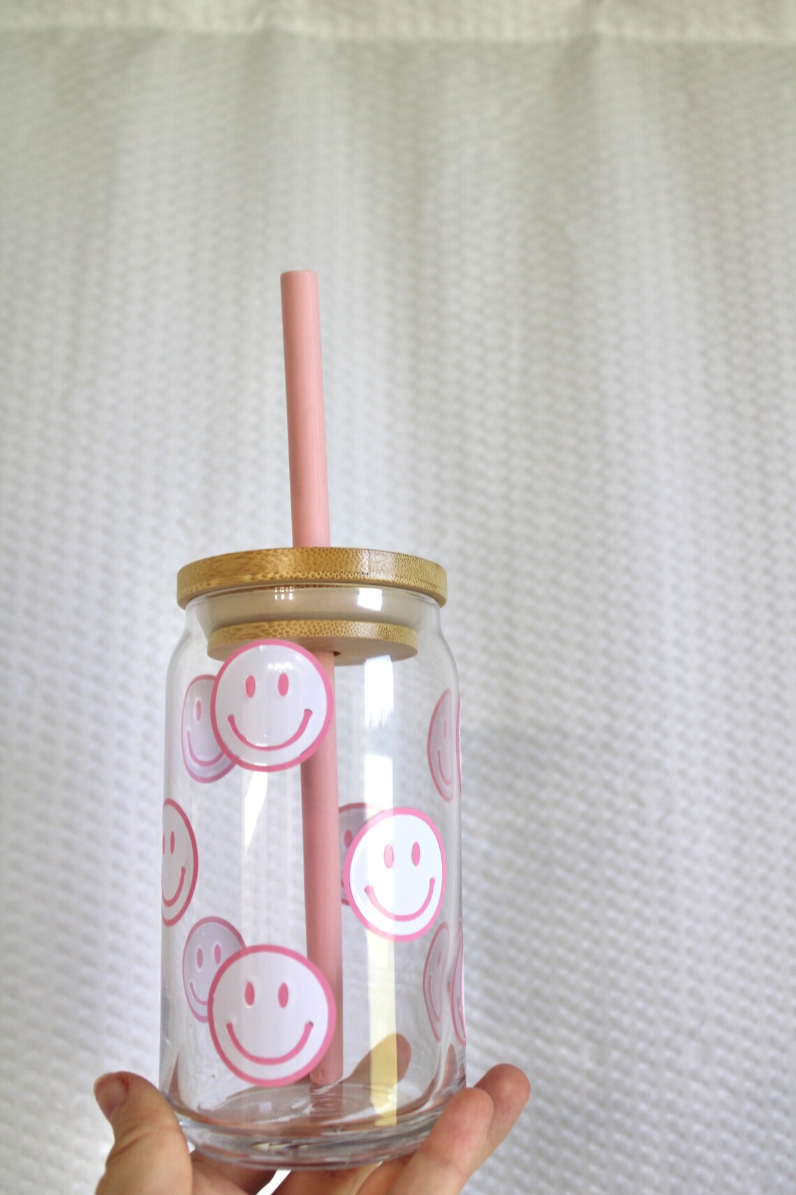 Smiley Face Glass Can Smiley Face Cup Glass Coffee Cup - Etsy