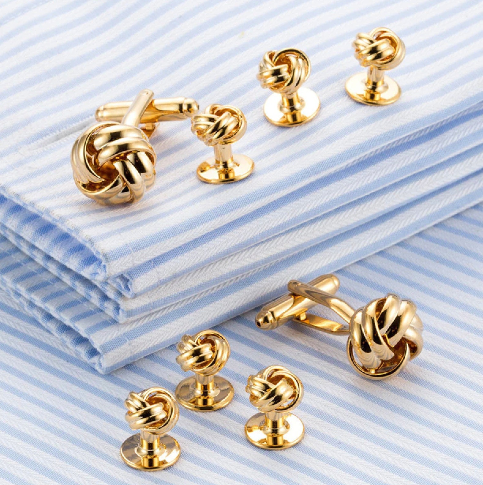 Gold Tuxedo Studs Dress Shirt and Cufflink Set Gold Twist - Etsy