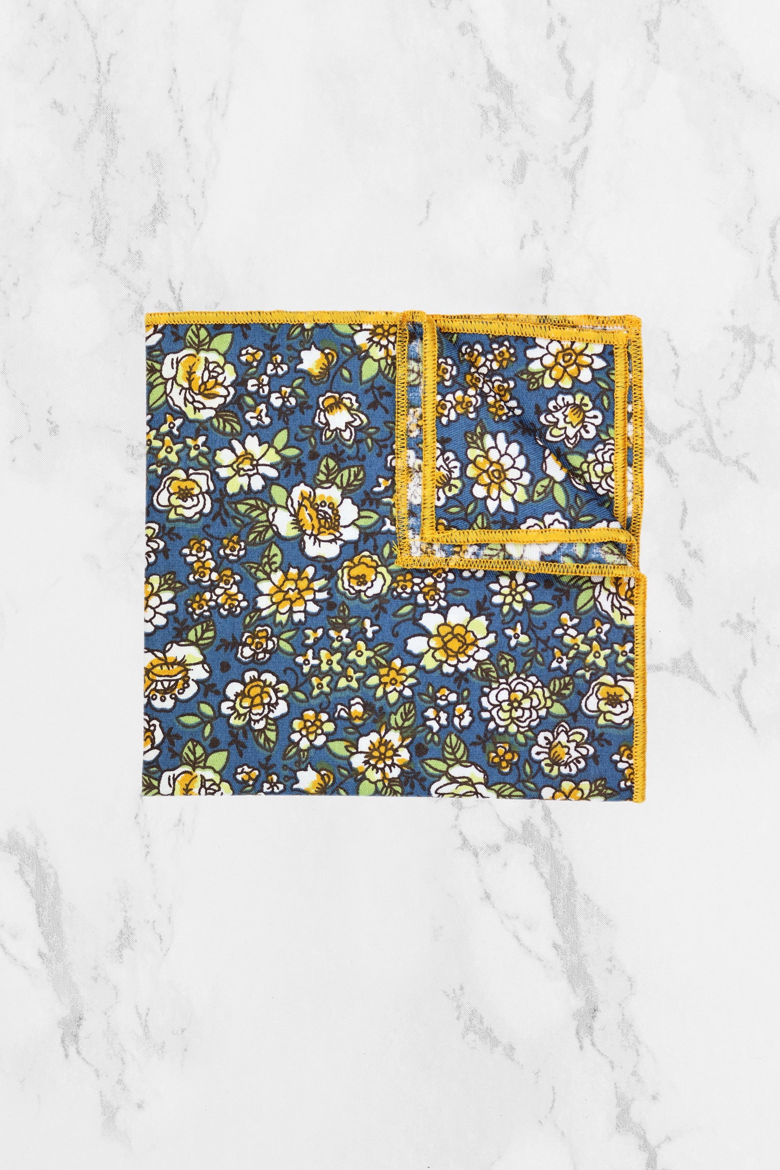 Handmade Blue and Mustard Yellow 100% Cotton Floral Tie - Etsy