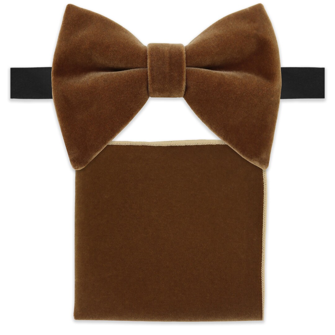 Gold Velvet Oversized Bow Tie & Pocket Square Set | Tuxedo or Prom ...