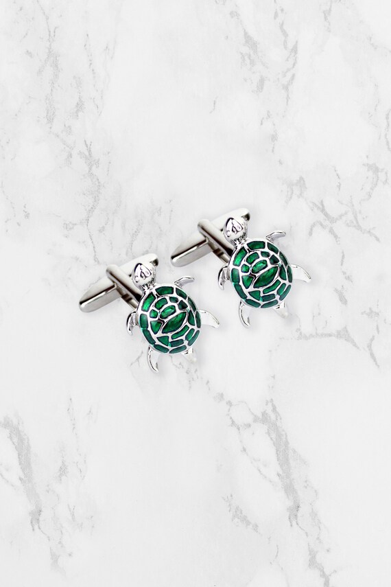 Turtle Cufflinks Tortoise Cuff Link Set Gift for Him - Etsy
