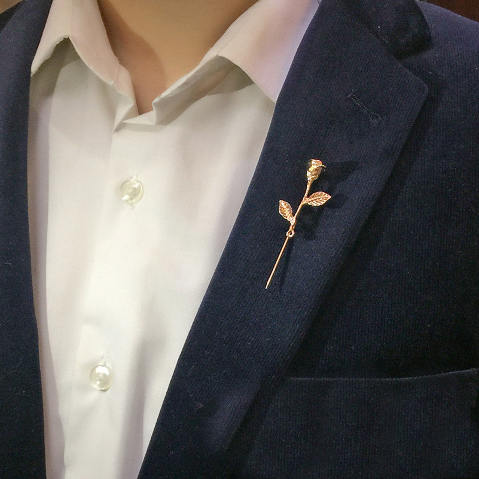 Rose Lapel Pin Brooch Gold OR Silver Gift for Men Flower - Etsy UK
