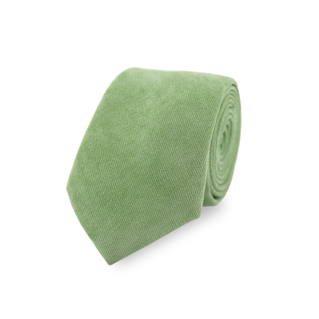 Sage Green Tie, Handmade 100% Premium Brushed Cotton, Green Wedding Tie ...