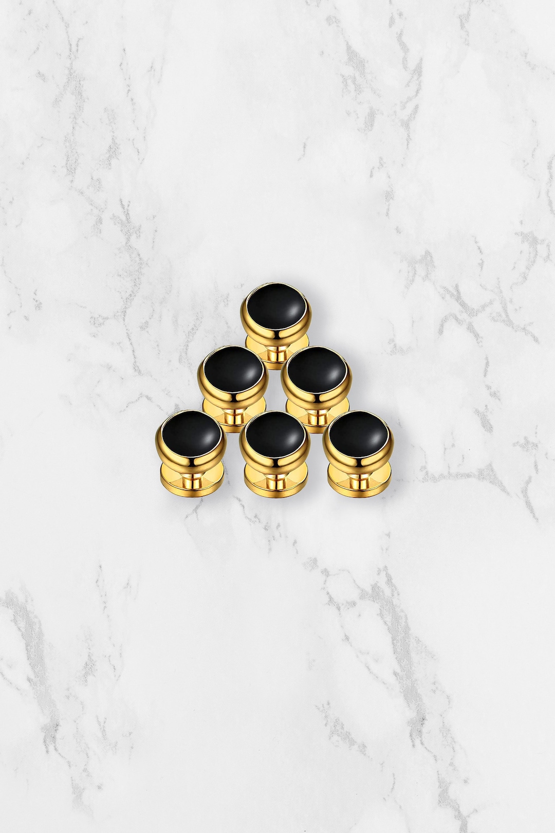 Six Gold & Onyx Black Dress Shirt Tuxedo Studs Only | No Cufflinks | Tuxedo Studs | Formal Shirt ...