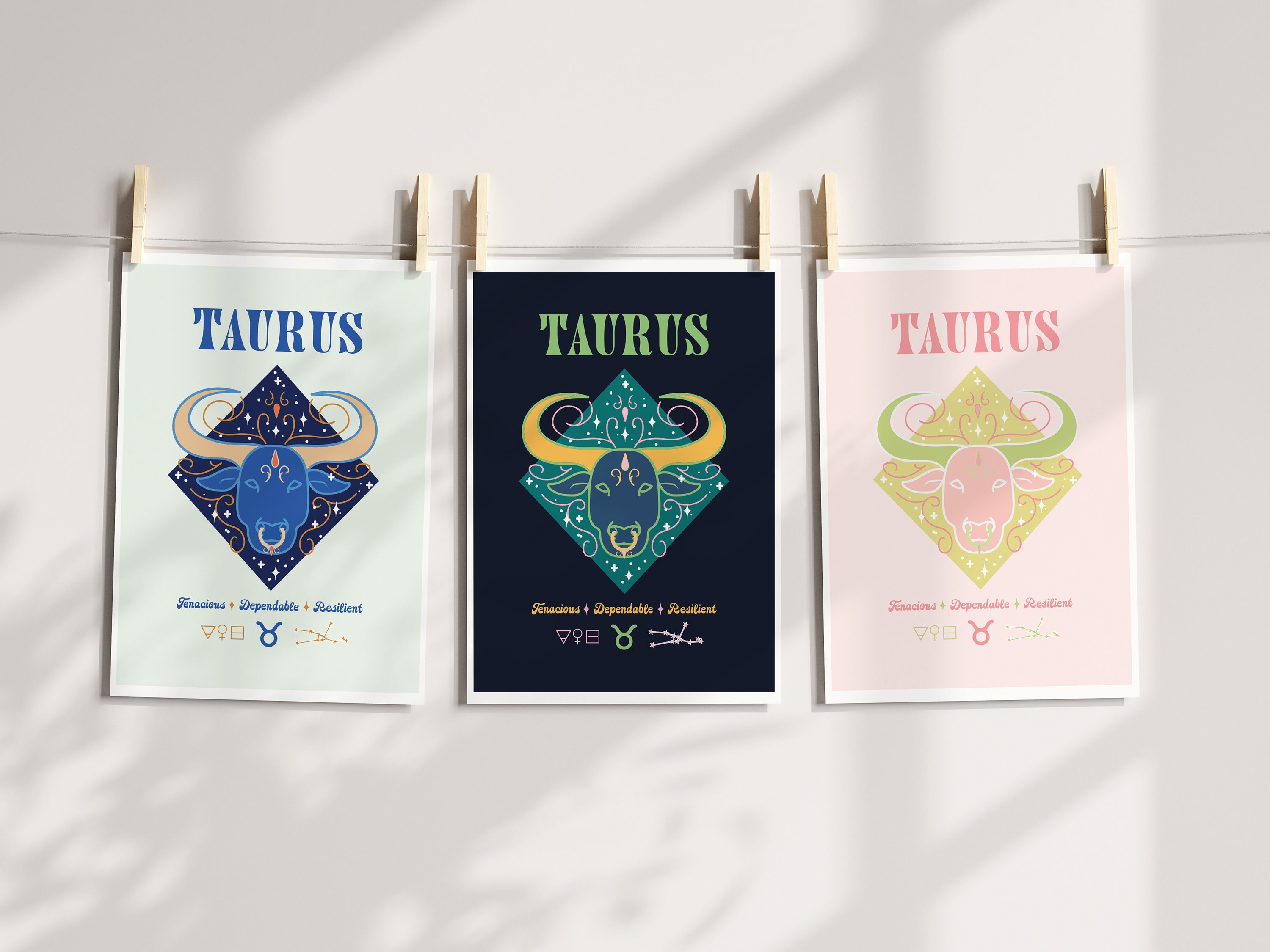 Taurus Bull Print Taurus Wall Art Astrology Decor Taurus - Etsy