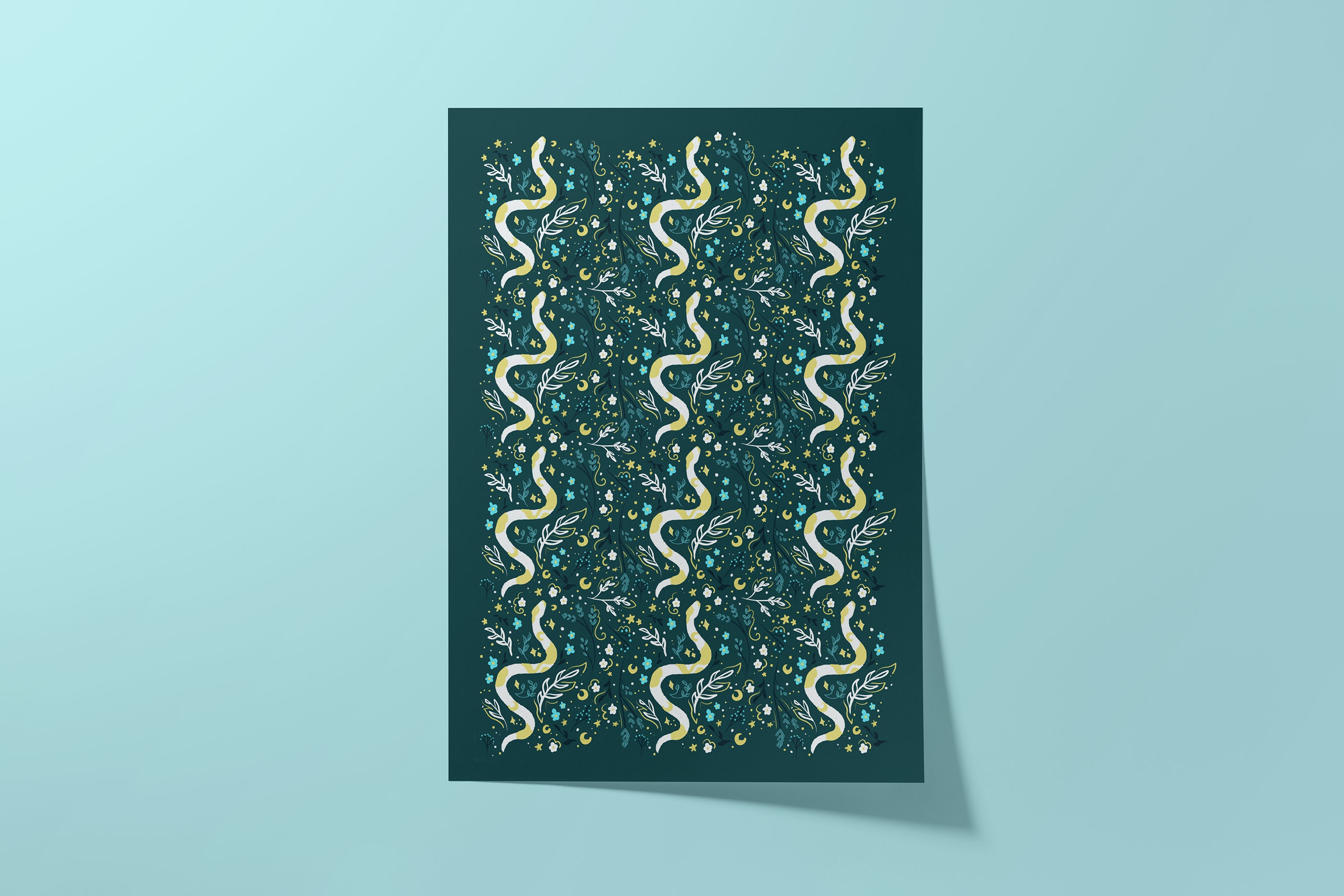 Snake Pattern Print, Ball Python Poster, Seamless Snake Pattern, White ...