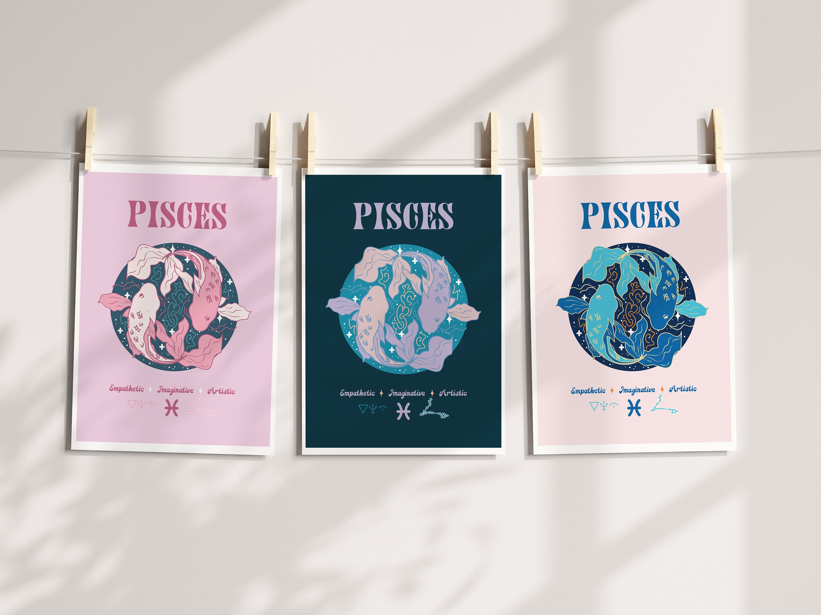 Pisces Fish Print Pisces Wall Art Astrology Decor Pisces - Etsy