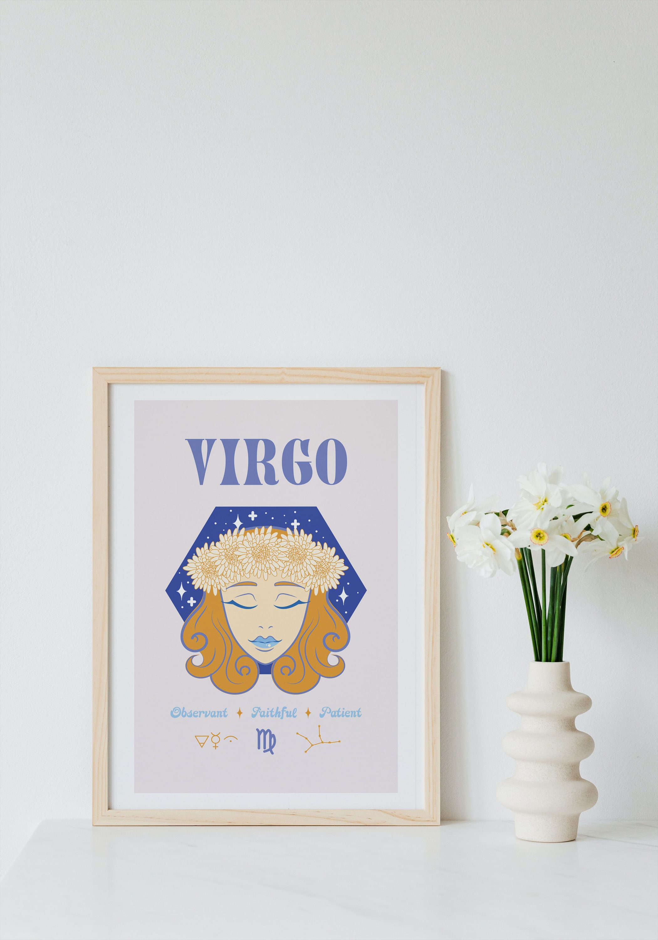 Virgo Maiden Print, Virgo Wall Art, Astrology Decor, Virgo Zodiac ...