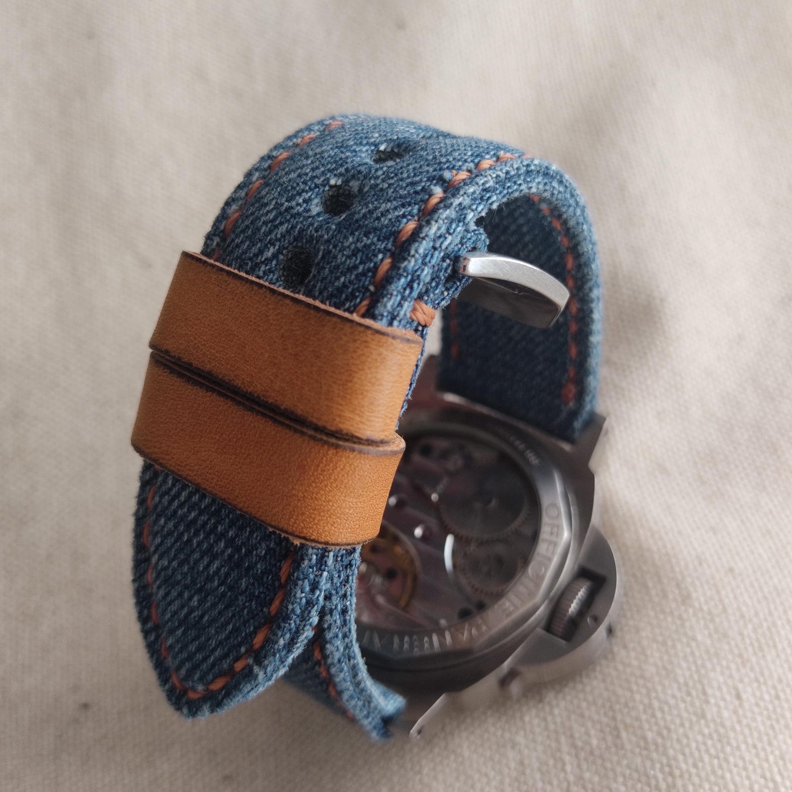 Blue Jeans Strap #4 With Leather Yellow Keeper. Suitable for All Watch ...
