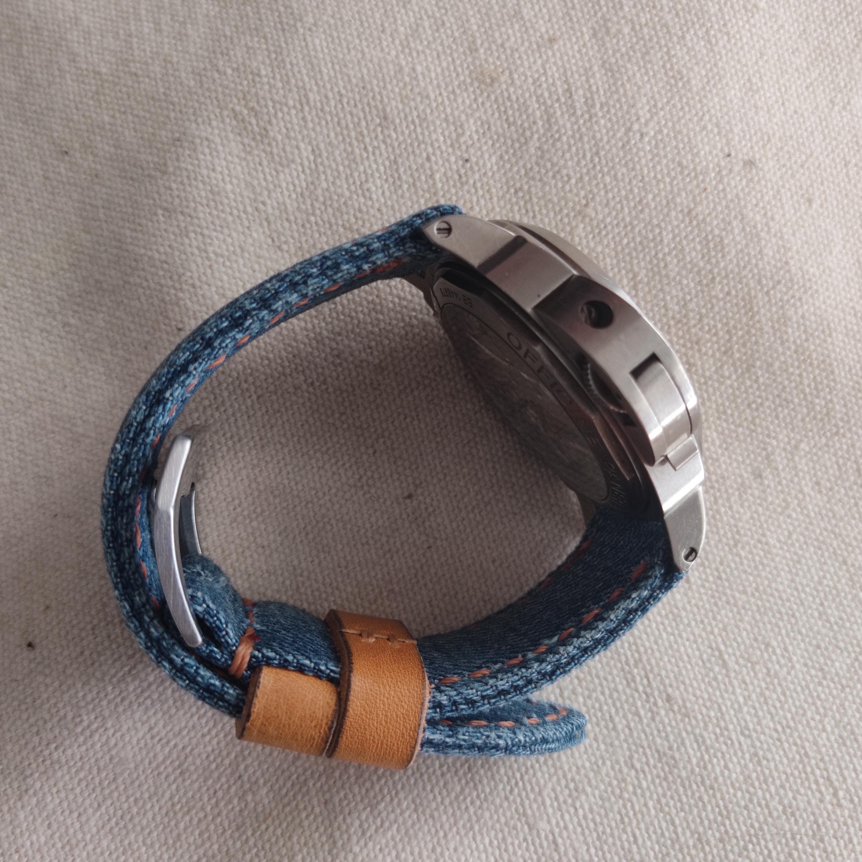 Blue Jeans Strap #4 With Leather Yellow Keeper. Suitable for All Watch ...