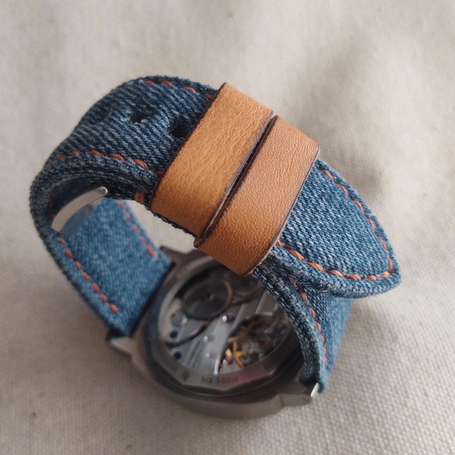 Blue Jeans Strap #4 With Leather Yellow Keeper. Suitable for All Watch ...