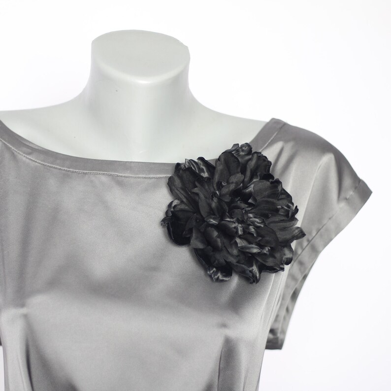 Black Silk Flowers Peony Brooch Fabric Flower Brooch - Etsy