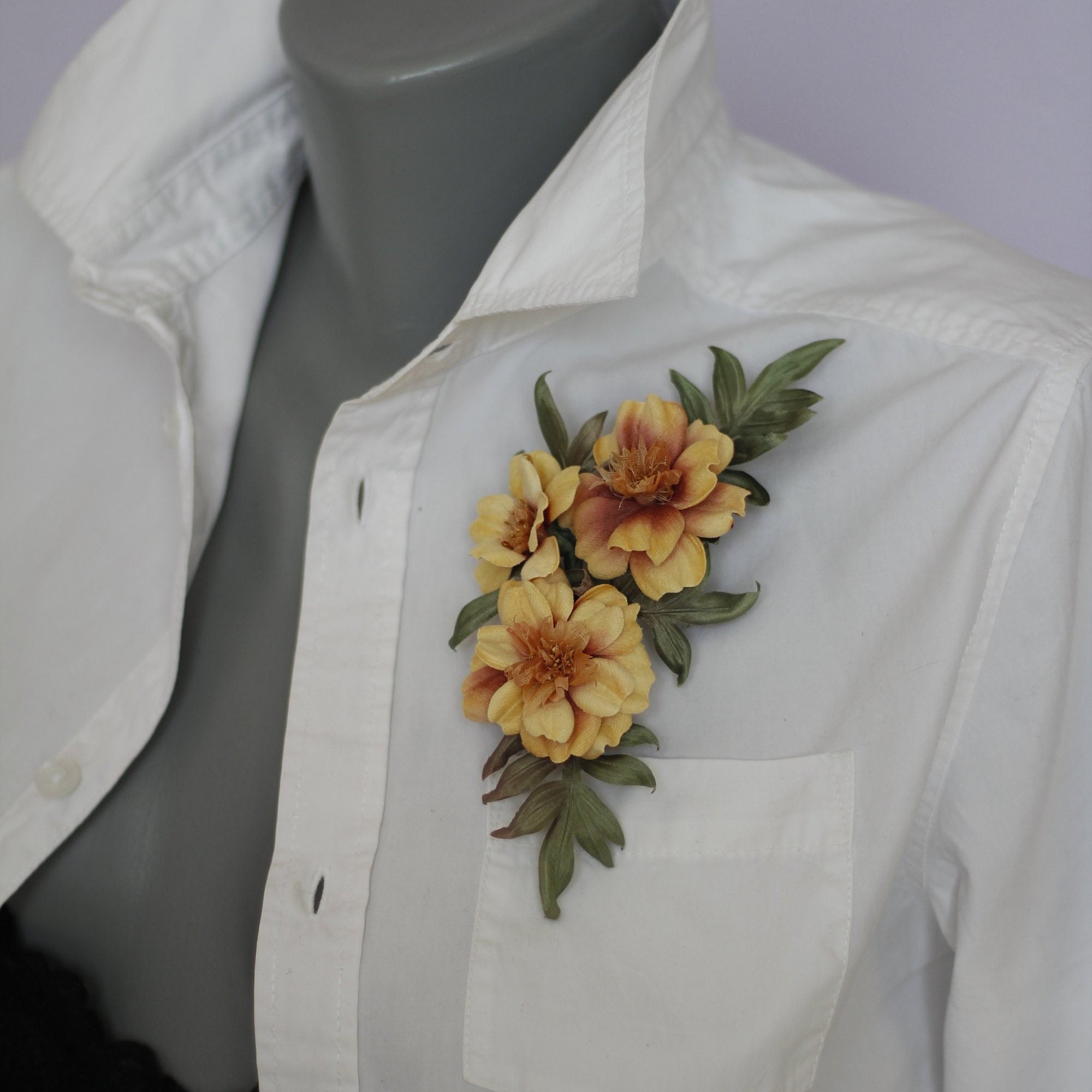 Fake Marigold Flower Broach Handmade Brooch October Birthday - Etsy