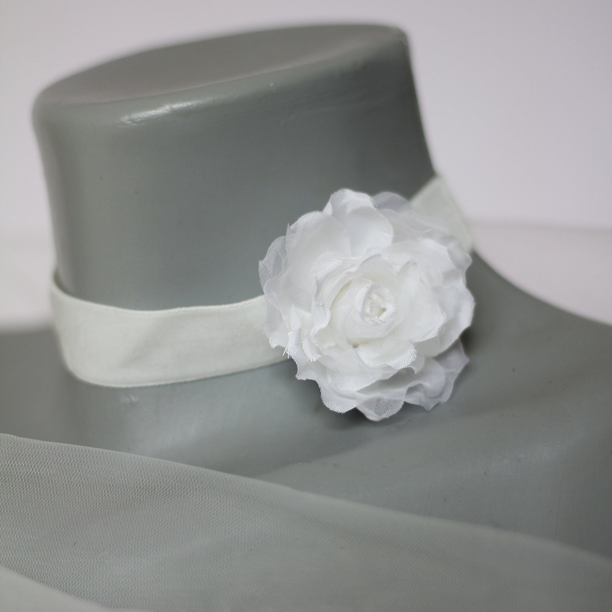 White Rose Choker Silk Flower Necklace Silk Flower Choker - Etsy