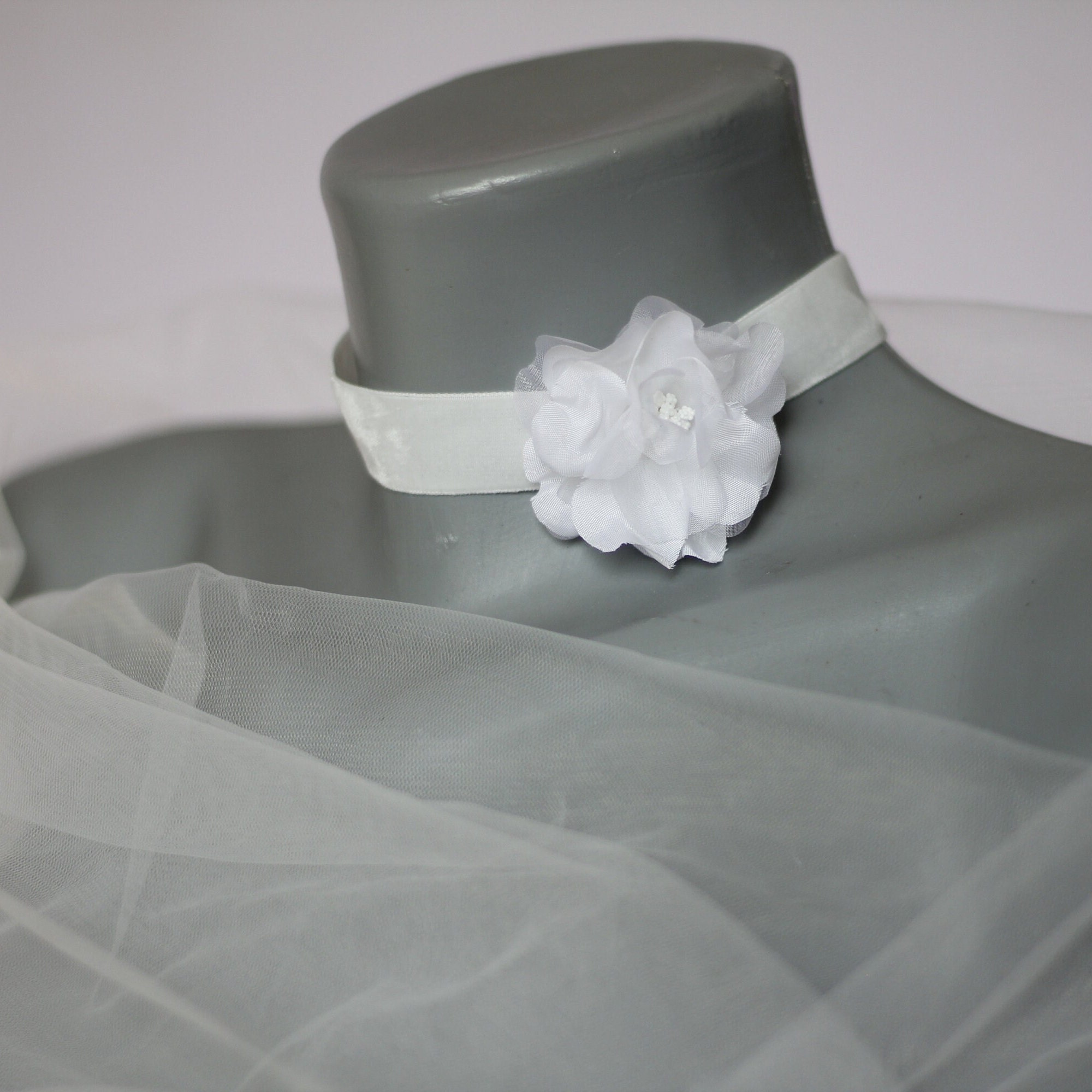 White Rose Choker Silk Flower Necklace Silk Flower Choker - Etsy