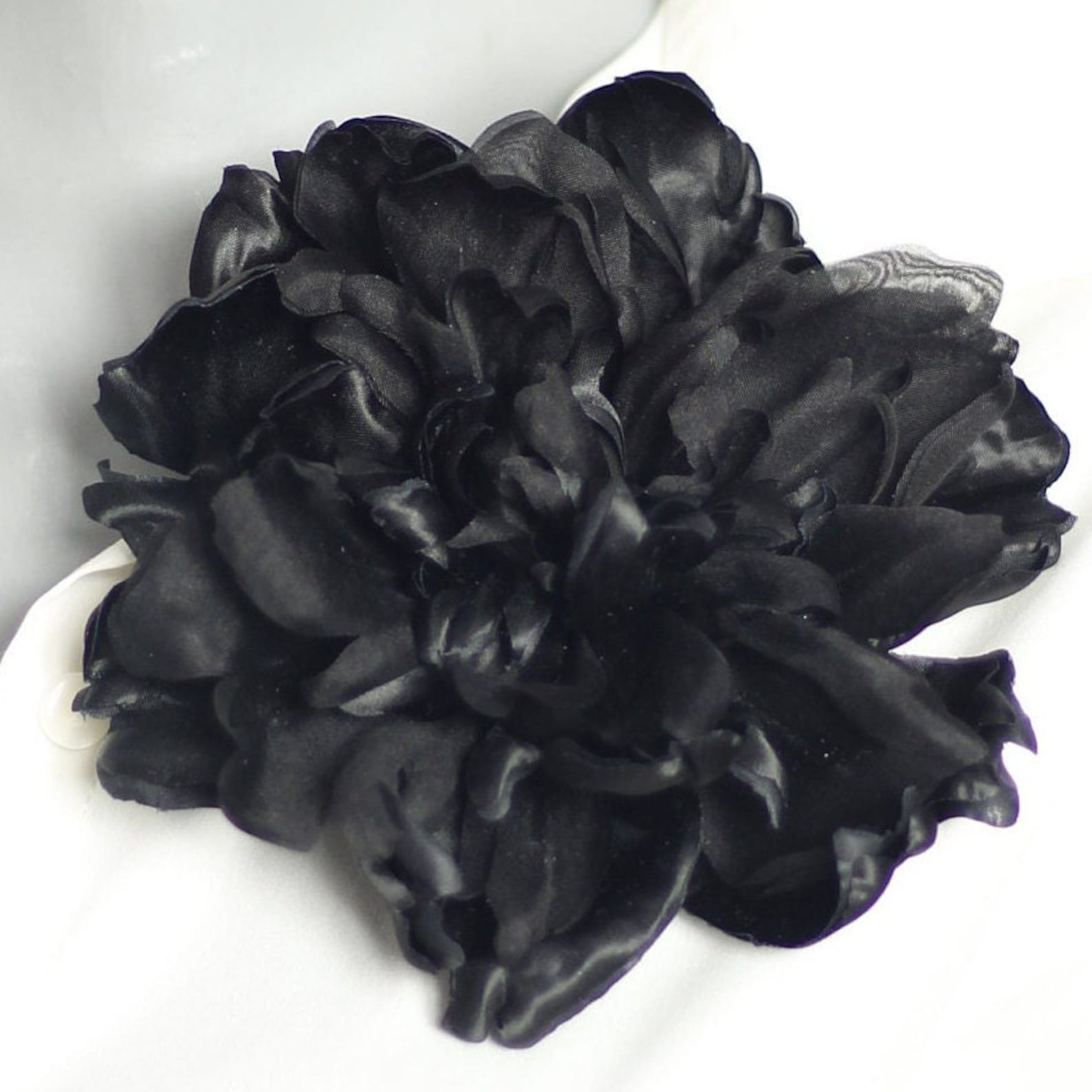 Black Silk Flowers Peony Brooch Fabric Flower Brooch - Etsy