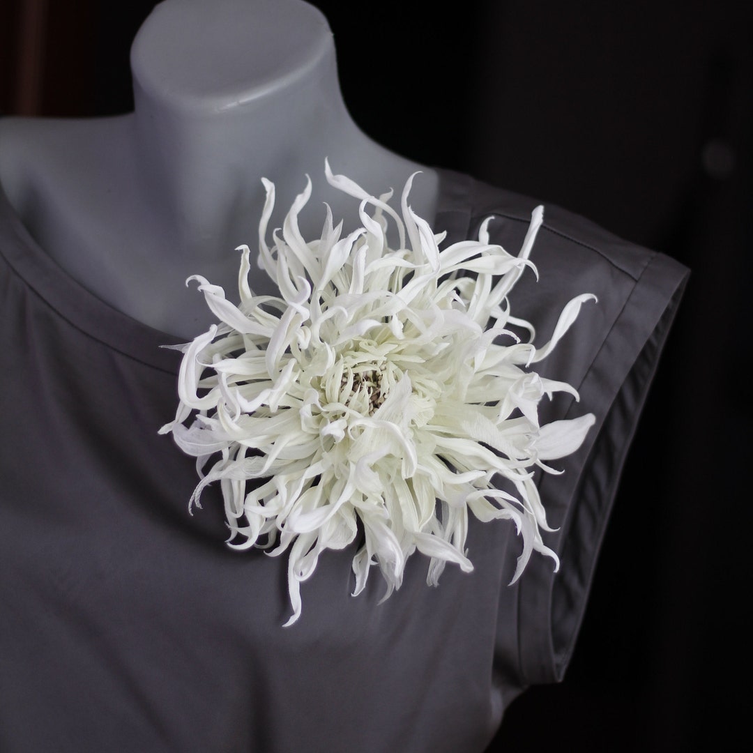 Silk Flower Brooch Secret Santa Gift White Flower Brooch - Etsy