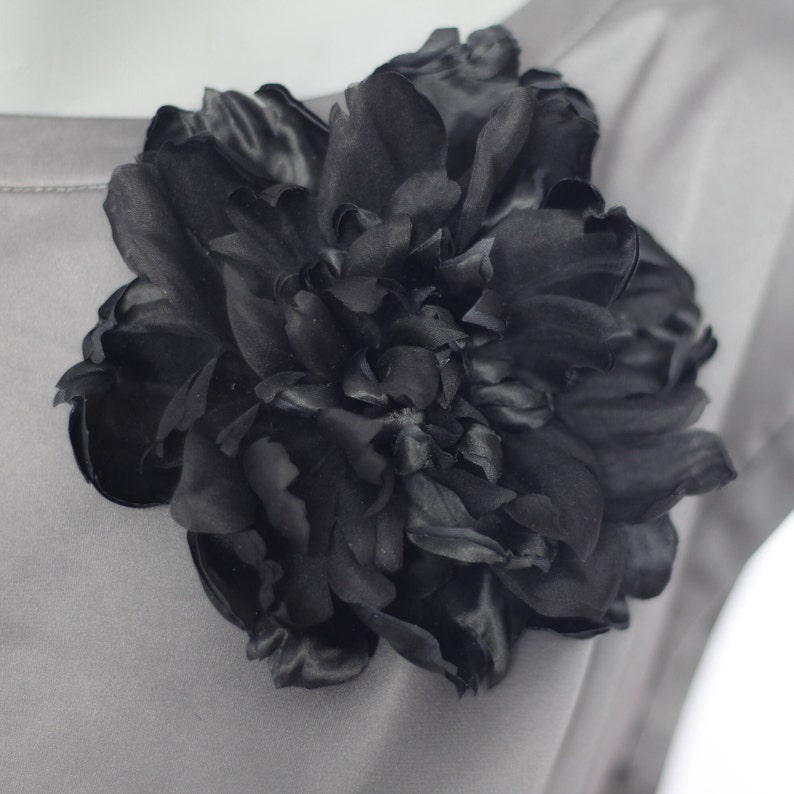 Black Silk Flowers Peony Brooch Fabric Flower Brooch - Etsy