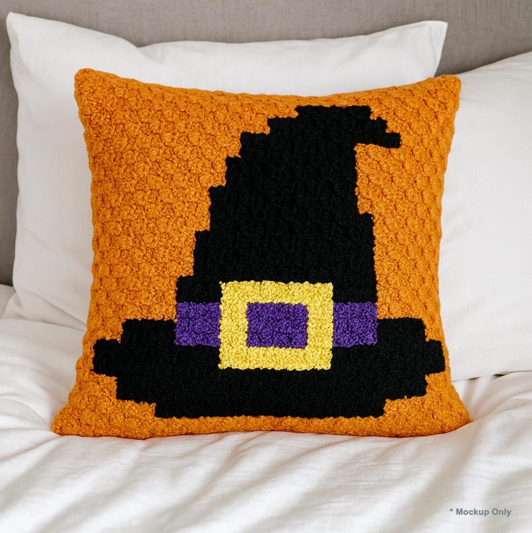 Easy Witch Hat Graph Pillow | Beginner Halloween Chart Pattern for ...