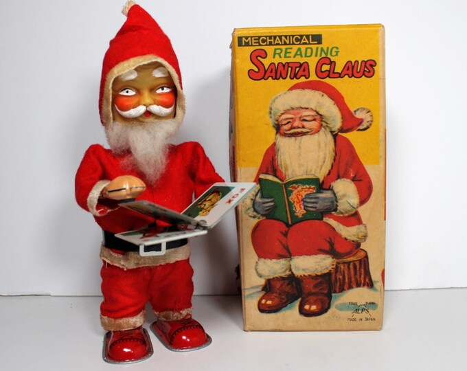1950's Mechanical Reading Santa Claus Alps Wind up Toy Made in Japan - Etsy