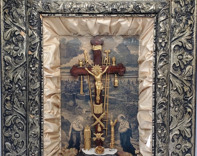 Antique 1877 Thy Kingdom Come Jesus Crucifixion Catholic Shadow Box - Etsy