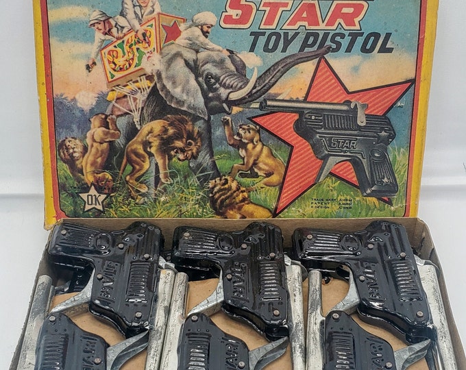 1950s Star Toy Pistol Box of 12 Tin Toy Guns in Box Made in Japan - Etsy