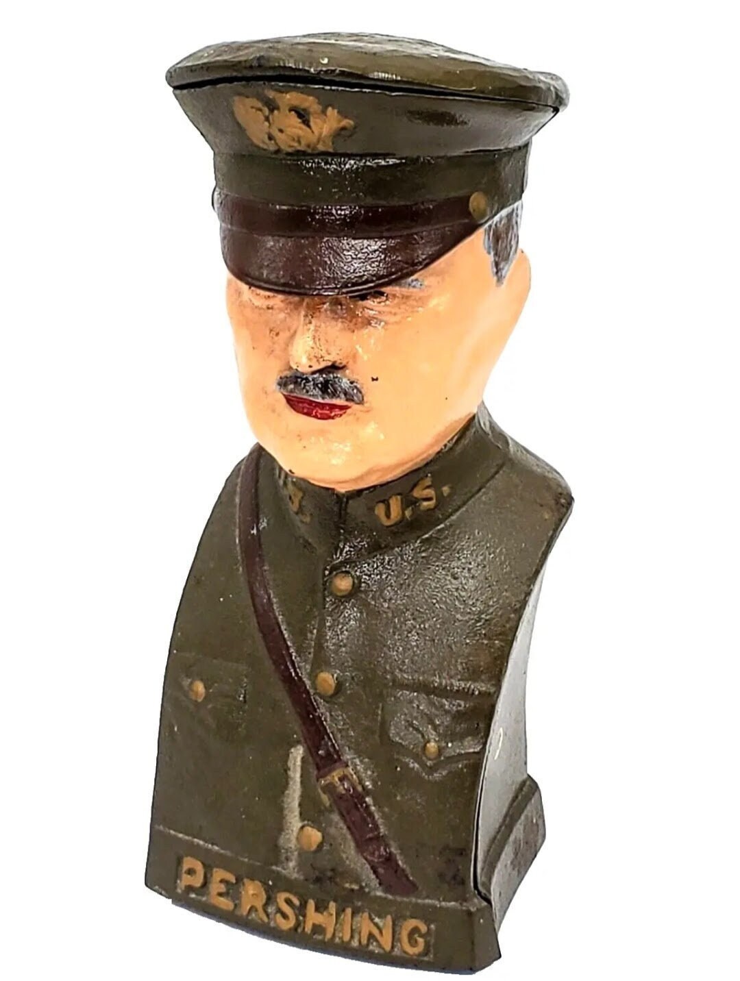 Antique 1918 General John Pershing World War 1 WW1 Cast Iron Still Bank ...