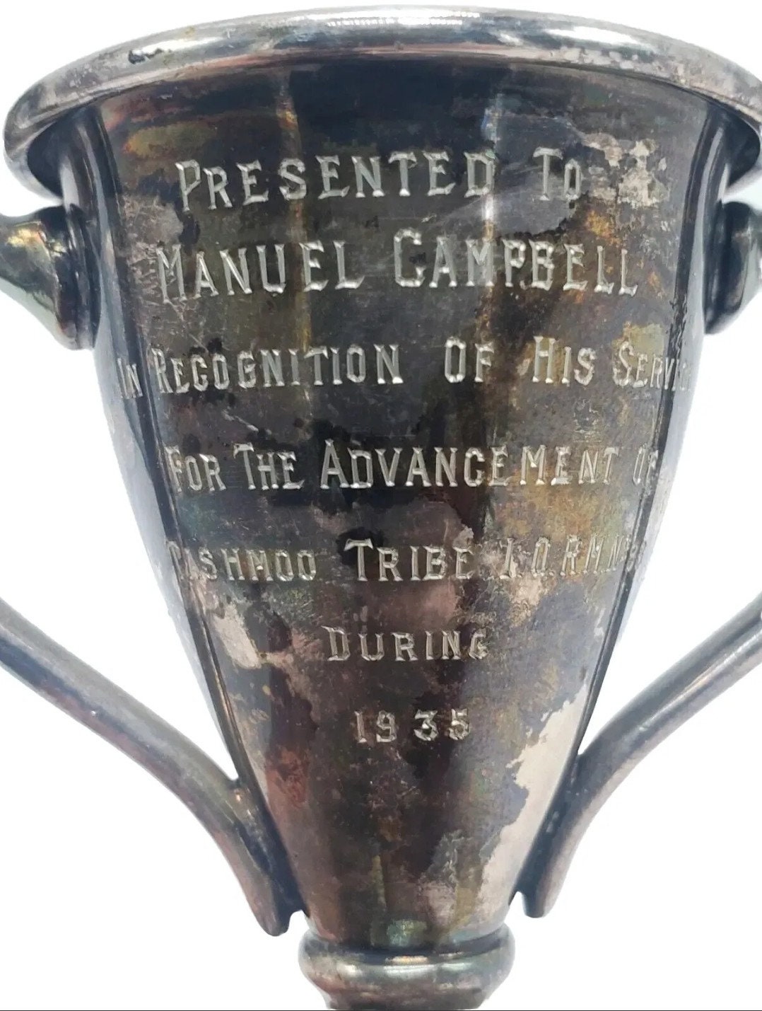 Rare 1935 Tashmoo Tribe Improved Order of Red Men Fraternal IORM Trophy ...