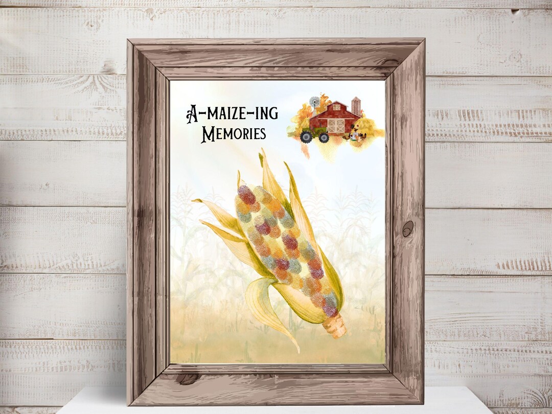 A-maize-ing Memories Corn Fingerprint Art, Fall Handprint Craft, Fall ...