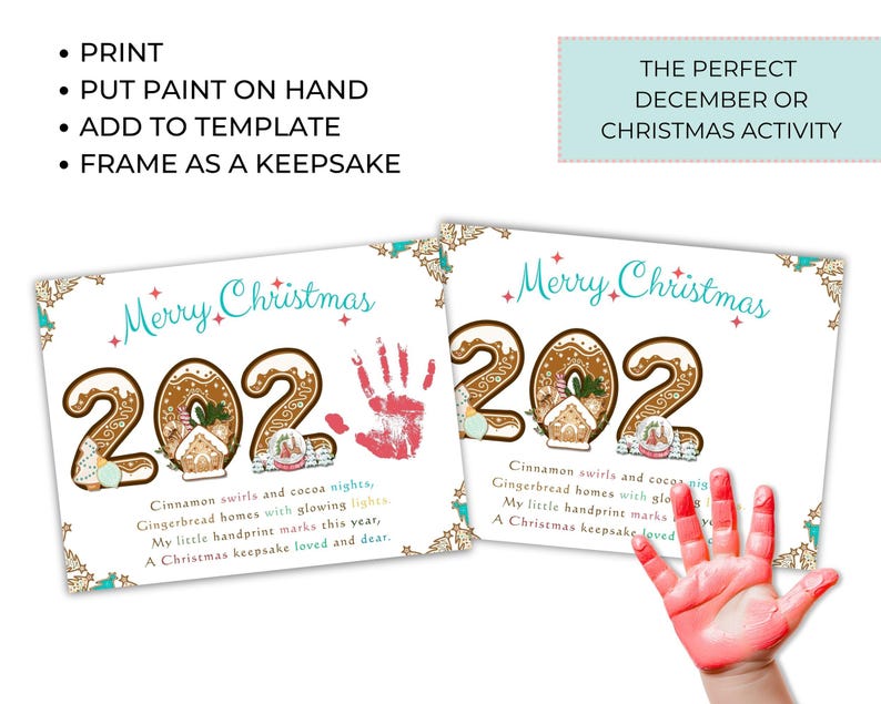 2025 Christmas Handprint Craft, Printable Poem Keepsake, Toddler and ...