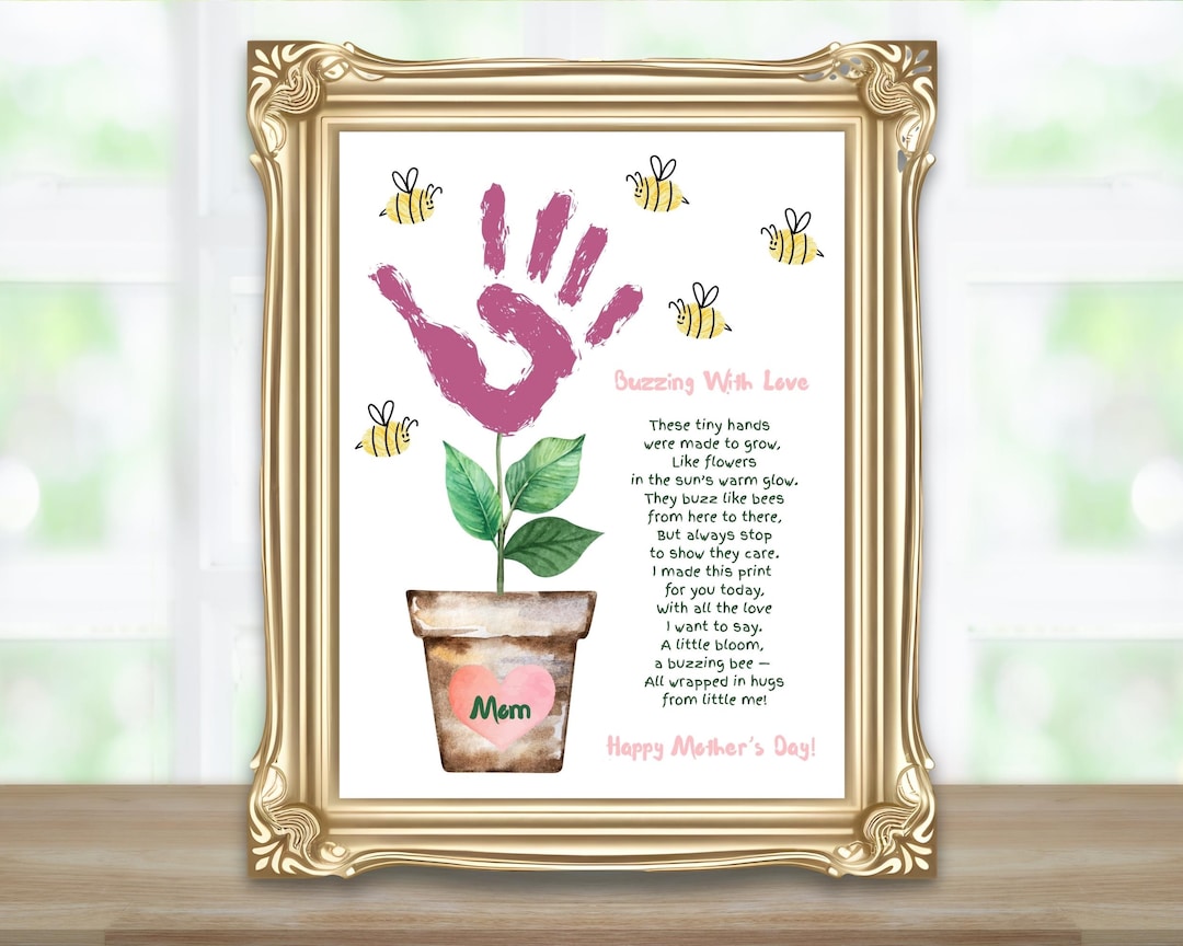 Manualidad con huella de mano para el Día de la Madre para niños ...