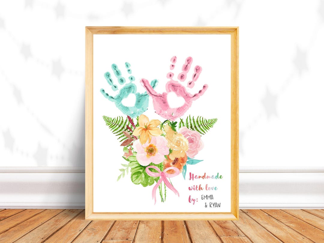 Wildflower Bouquet Handprint Craft, Keepsake Handmade Birthday Cards ...
