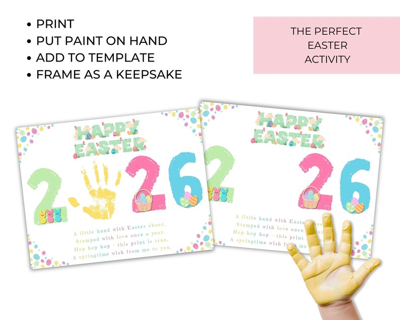 2026 Easter Handprint Craft, Printable Poem Keepsake, Toddler and Kids ...