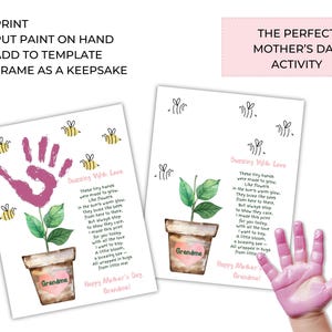 Grandma Mother's Day Handprint Craft for Kids, Gift for Grandma, Mother ...