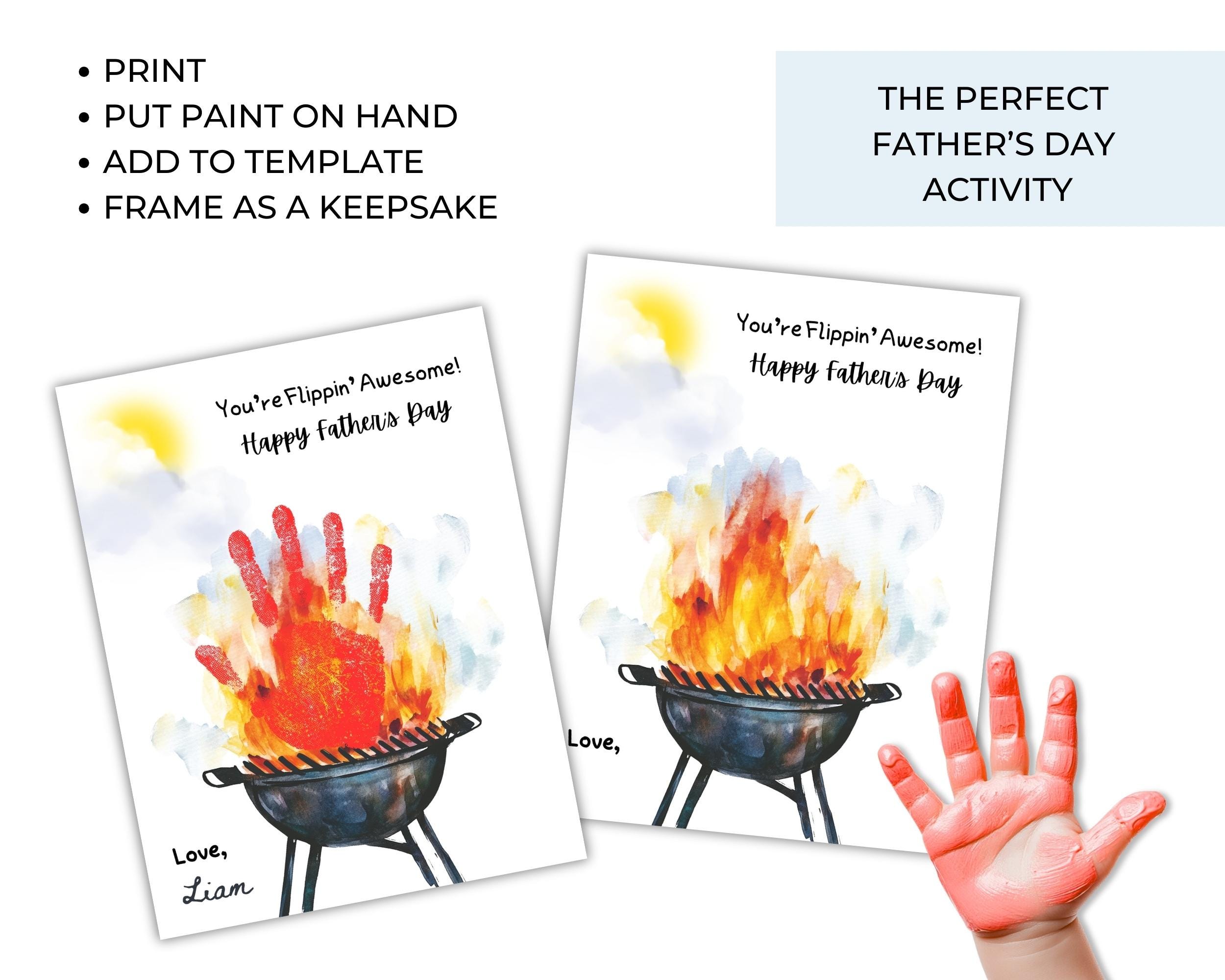 BBQ Grill Father's Day Handprint Craft for Kids Printable, Gift for Dad ...