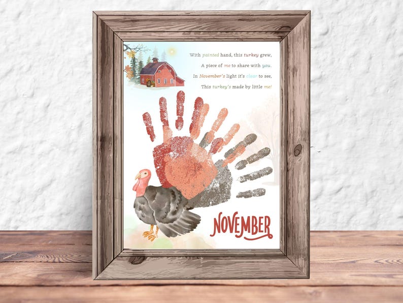 November Handprint Craft Printable, Fall Handprint Craft, Thanksgiving ...