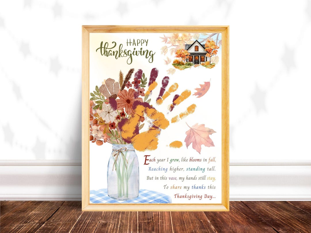Thanksgiving Handprint Craft Printable, Fall Handprint Flower Craft ...