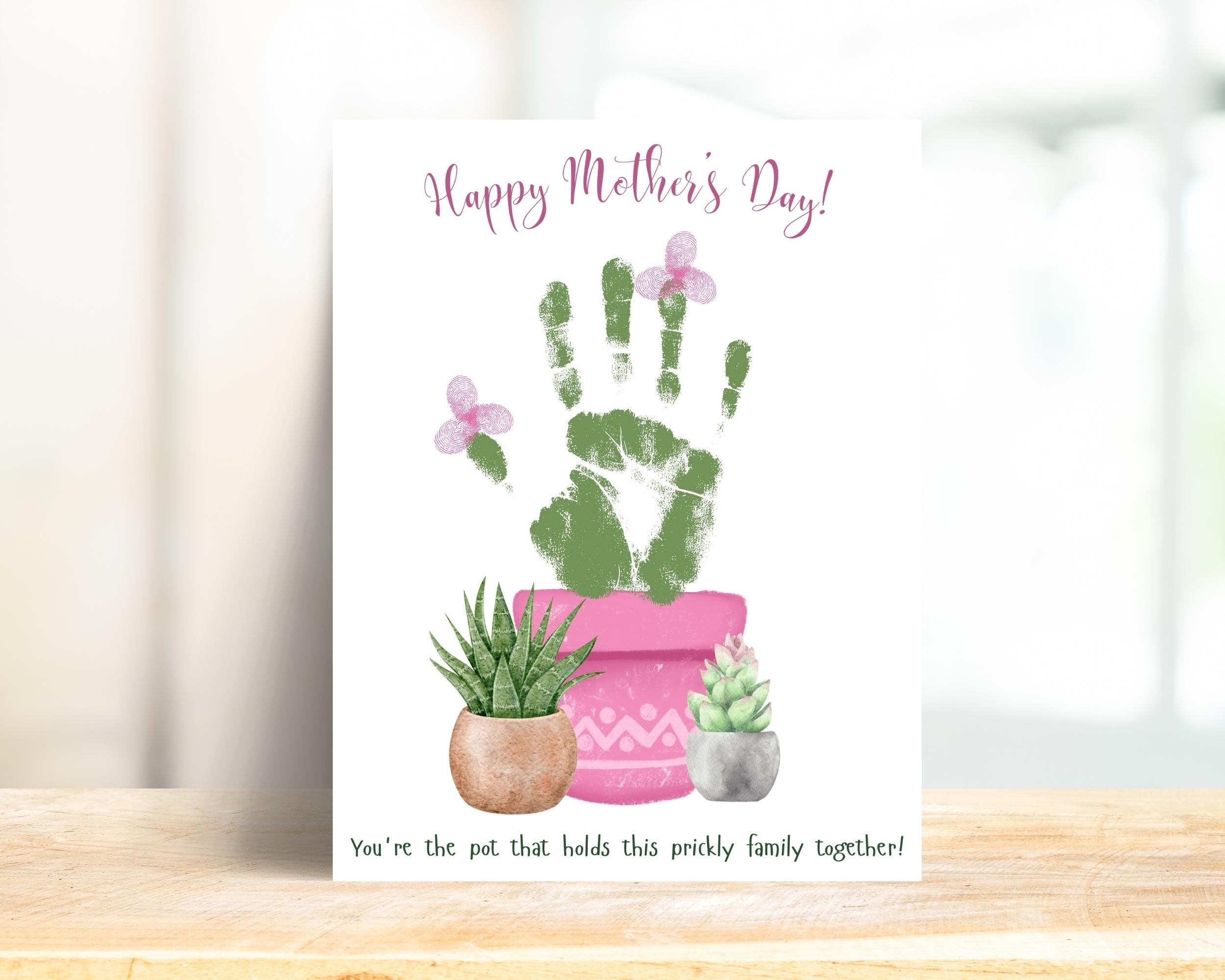 Mother's Day Handprint Craft for Kids, Cactus Mother's Day Craft, Gift ...