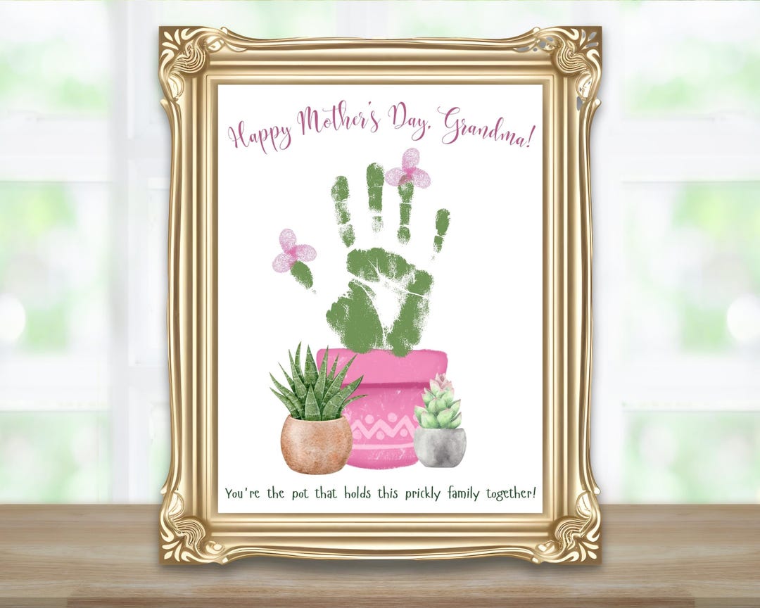 Grandma Mother's Day Handprint Craft for Kids, Cactus Grandma Mother's ...