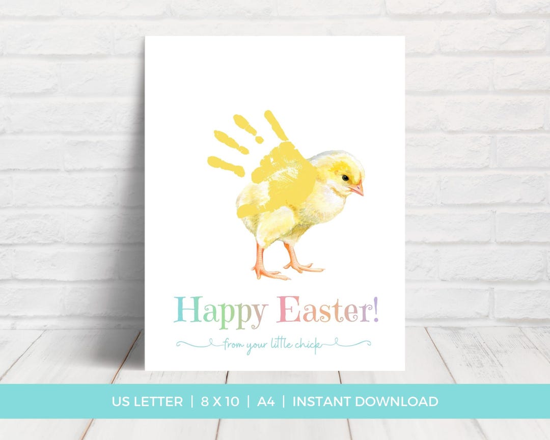 Easter Chick Handprint Craft, Chicken Custom Handprint Art, Happy ...