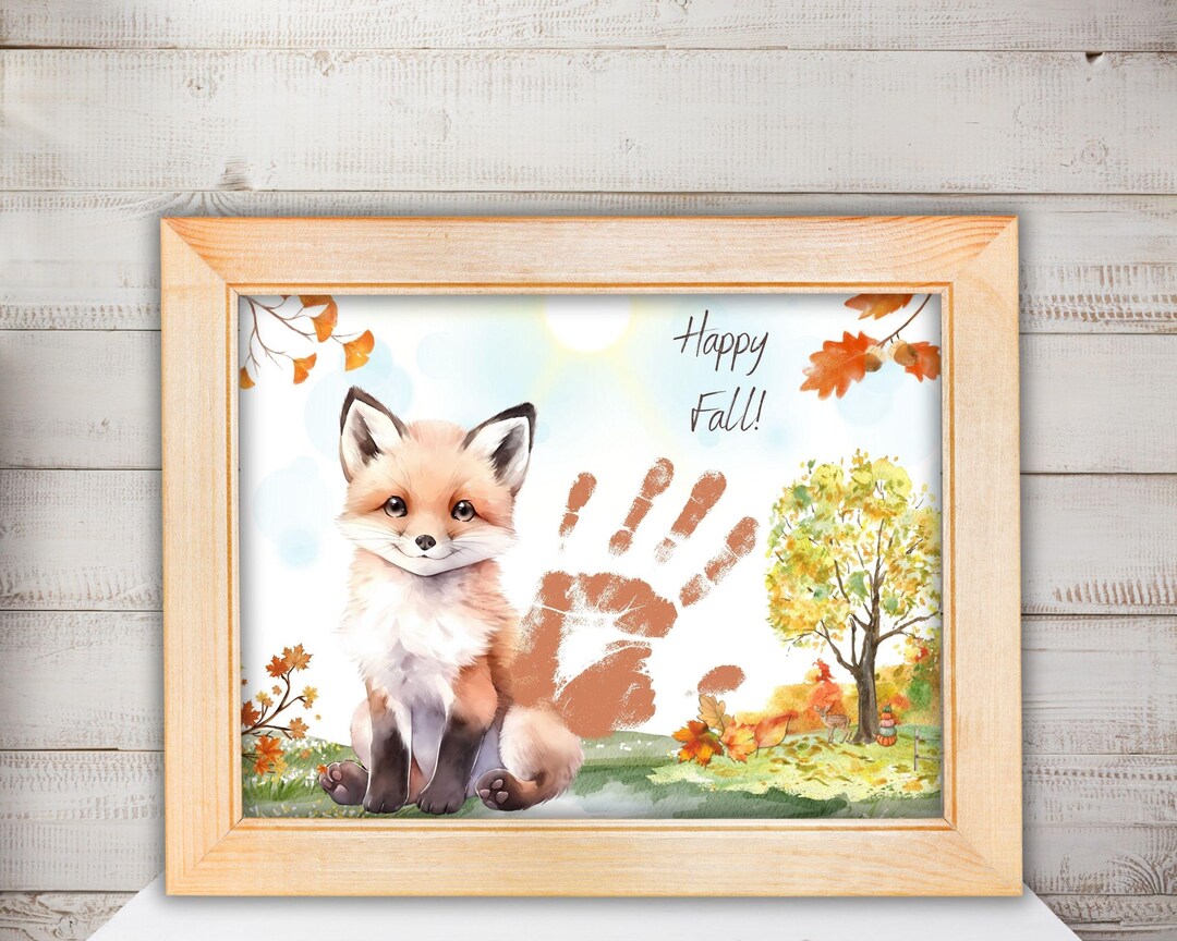 Fox Handprint Kids Art, Autumn Fox Baby Footprint Craft Activity ...