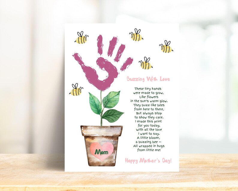 Mother's Day Handprint Craft for Kids, Gift for Mom, Mother's Day Poem ...