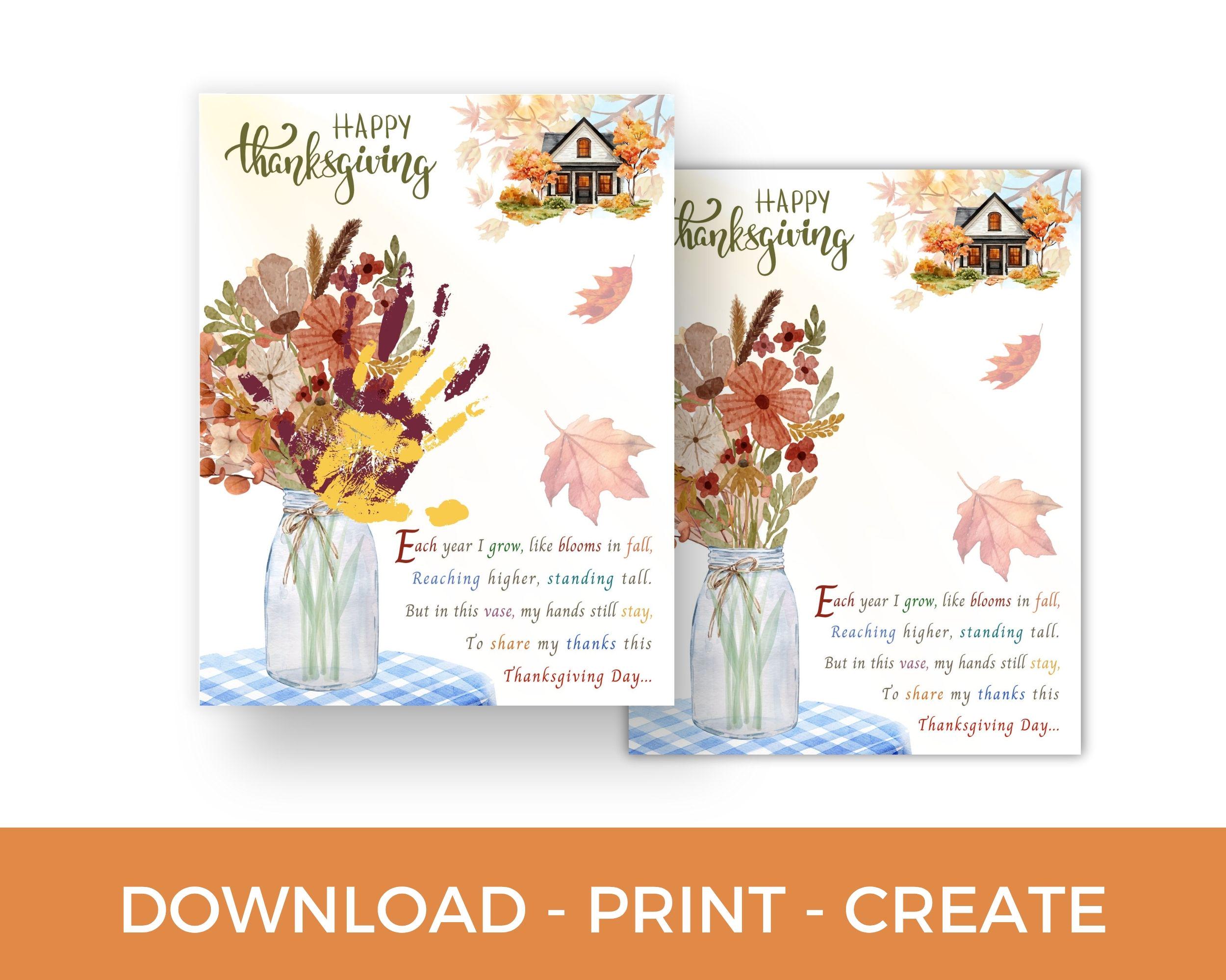 Thanksgiving Handprint Craft Printable, Fall Handprint Flower Craft ...