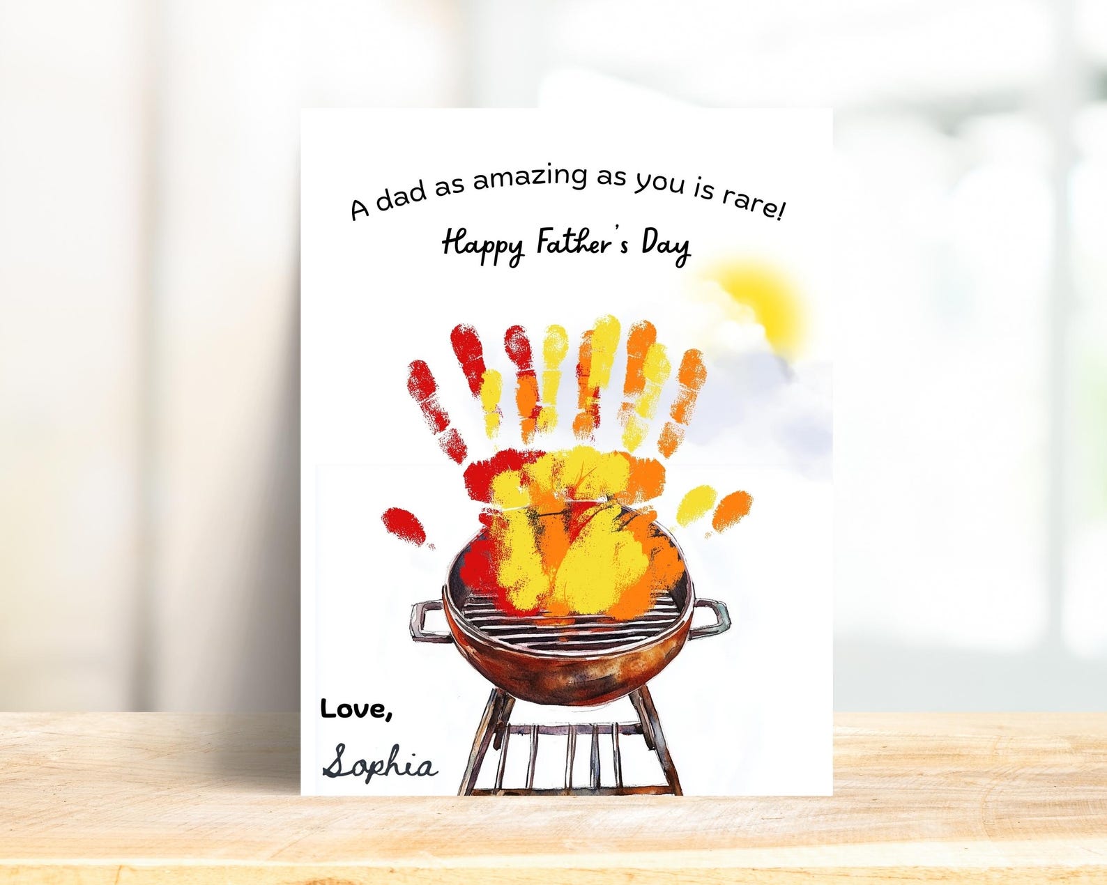 BBQ Grill Father's Day Handprint Craft for Kids Printable, Gift for Dad ...
