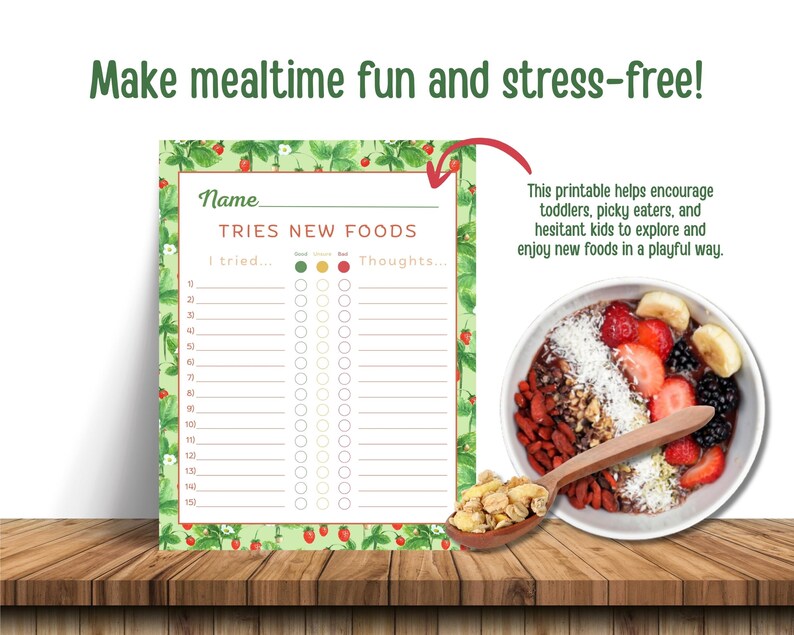 New Food Tracker Printable, Kids Picky Eater Chart, Try New Foods ...
