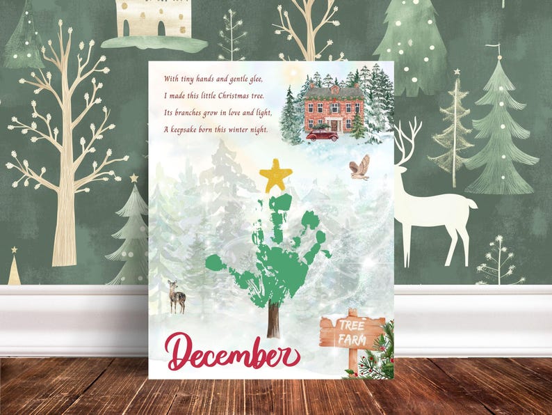 Christmas Tree Handprint Art Poem Printable for Kids, December Daycare ...