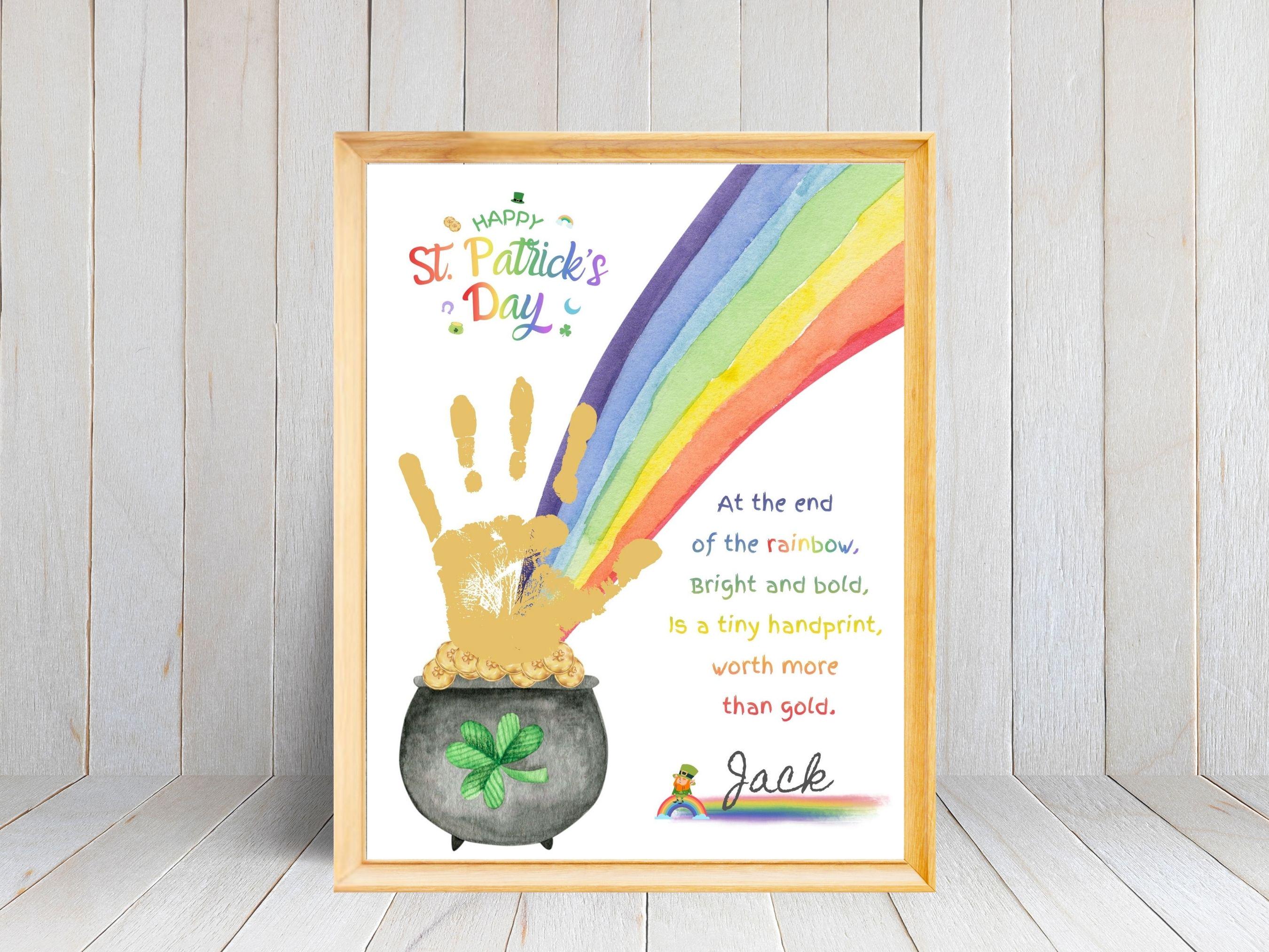 St. Patrick's Day Handprint Art Poem, Leprechaun Pot of Gold Keepsake ...
