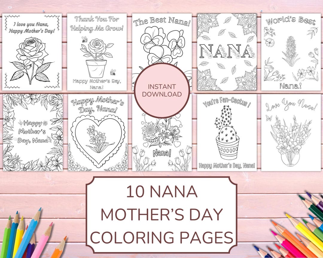 Nana Mother's Day Coloring Pages, Mother's Day Activity, Mother's Day ...