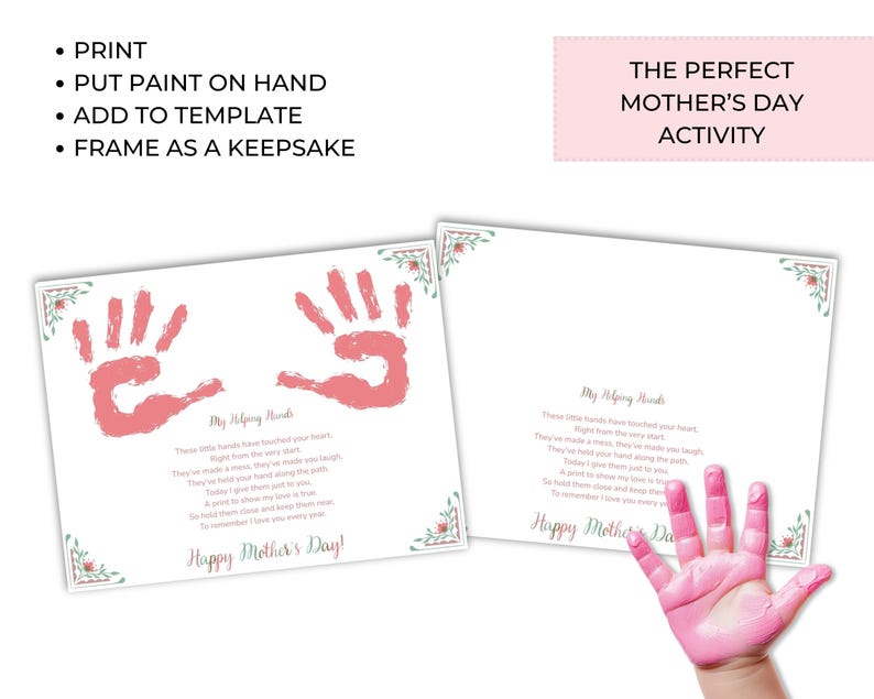 Mother's Day Handprint Craft for Kids, 5 Handprint Crafts, Gift for Mom ...