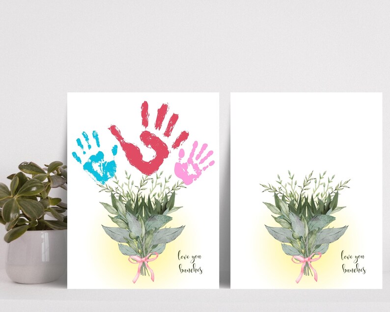 Arte imprimible con huella de mano para el Día de la Madre, manualidad ...